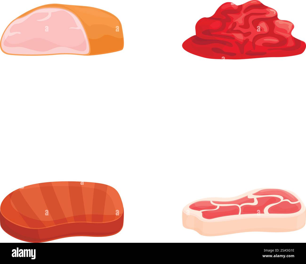 Meat icons set cartoon vector. Different type of meat product. Food ...