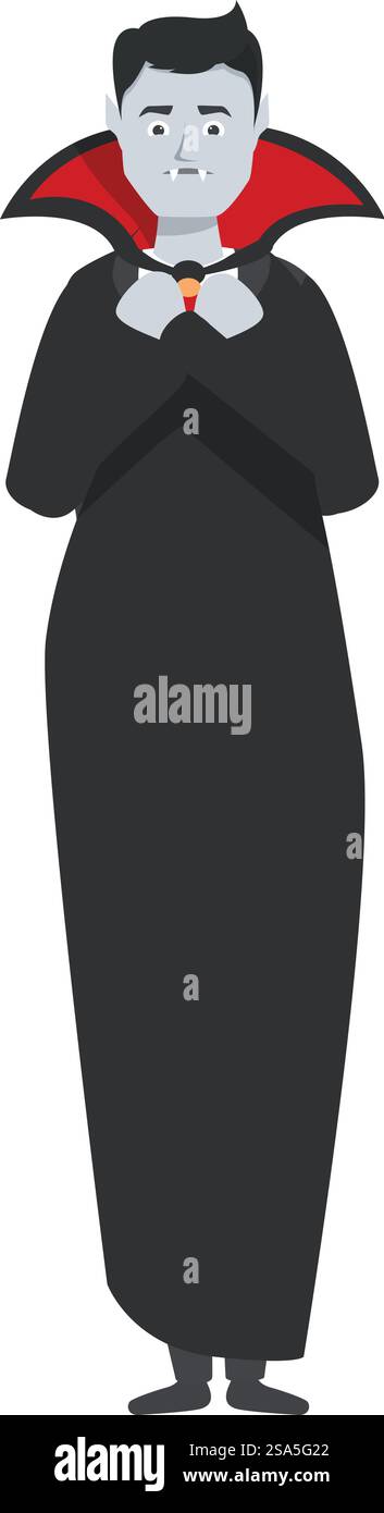 Scary vampire character wearing black cloak standing and looking like ...