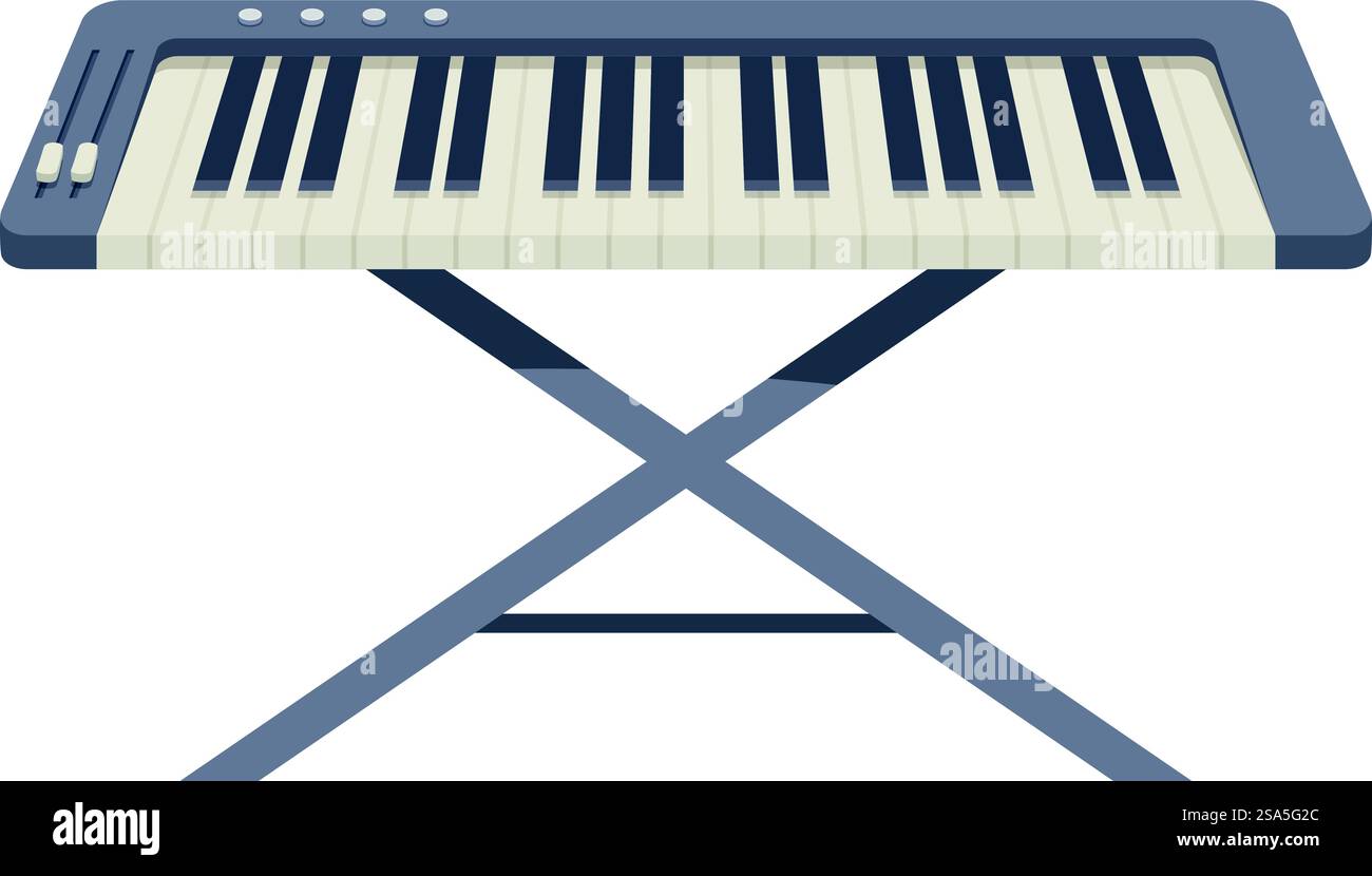 Electronic piano keyboard standing on an x shaped stand, musical ...