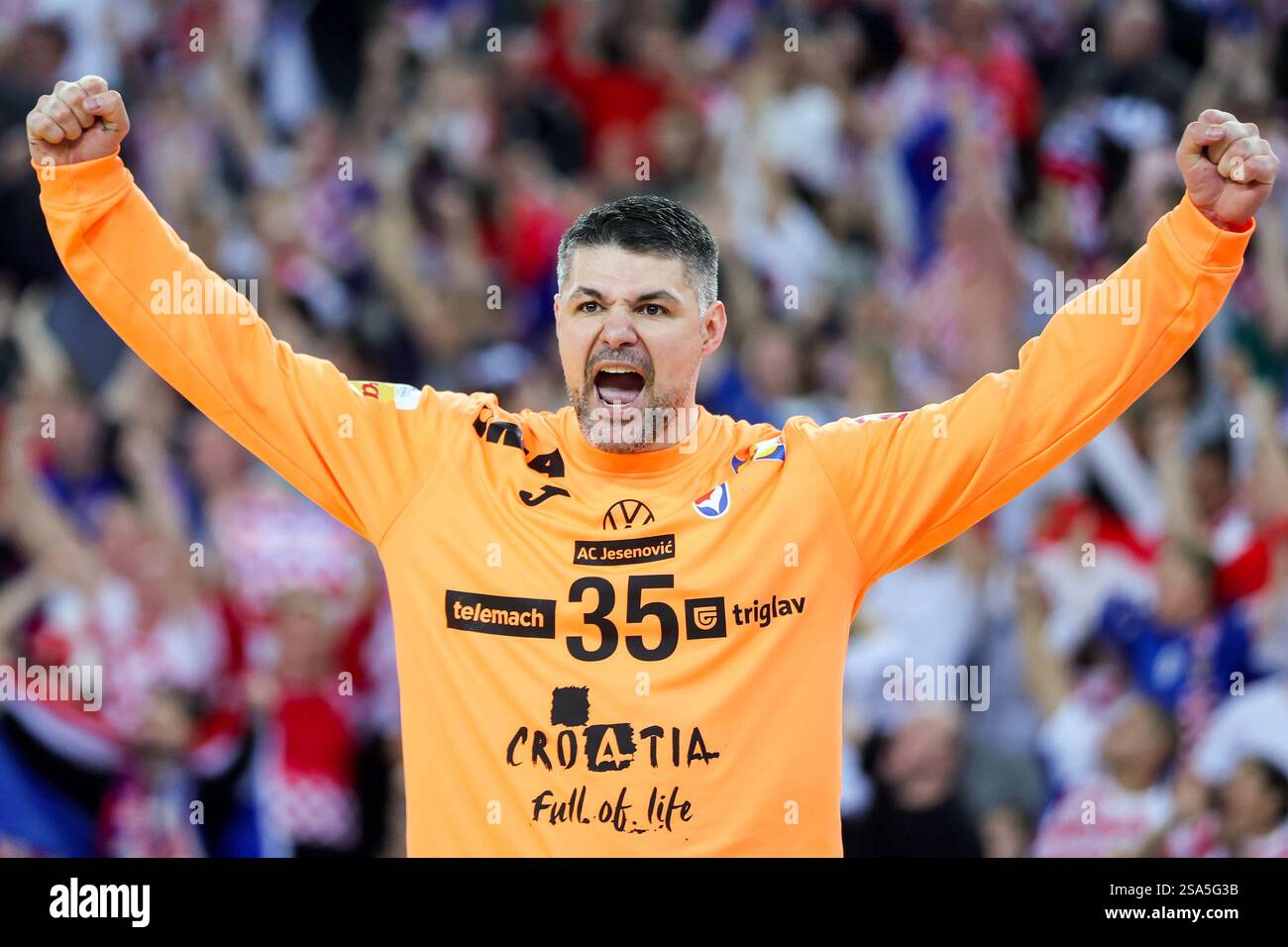 Zagreb, Croatia. 28th Jan, 2025. Goalkeepr of Croatia Ivan Pesic ...