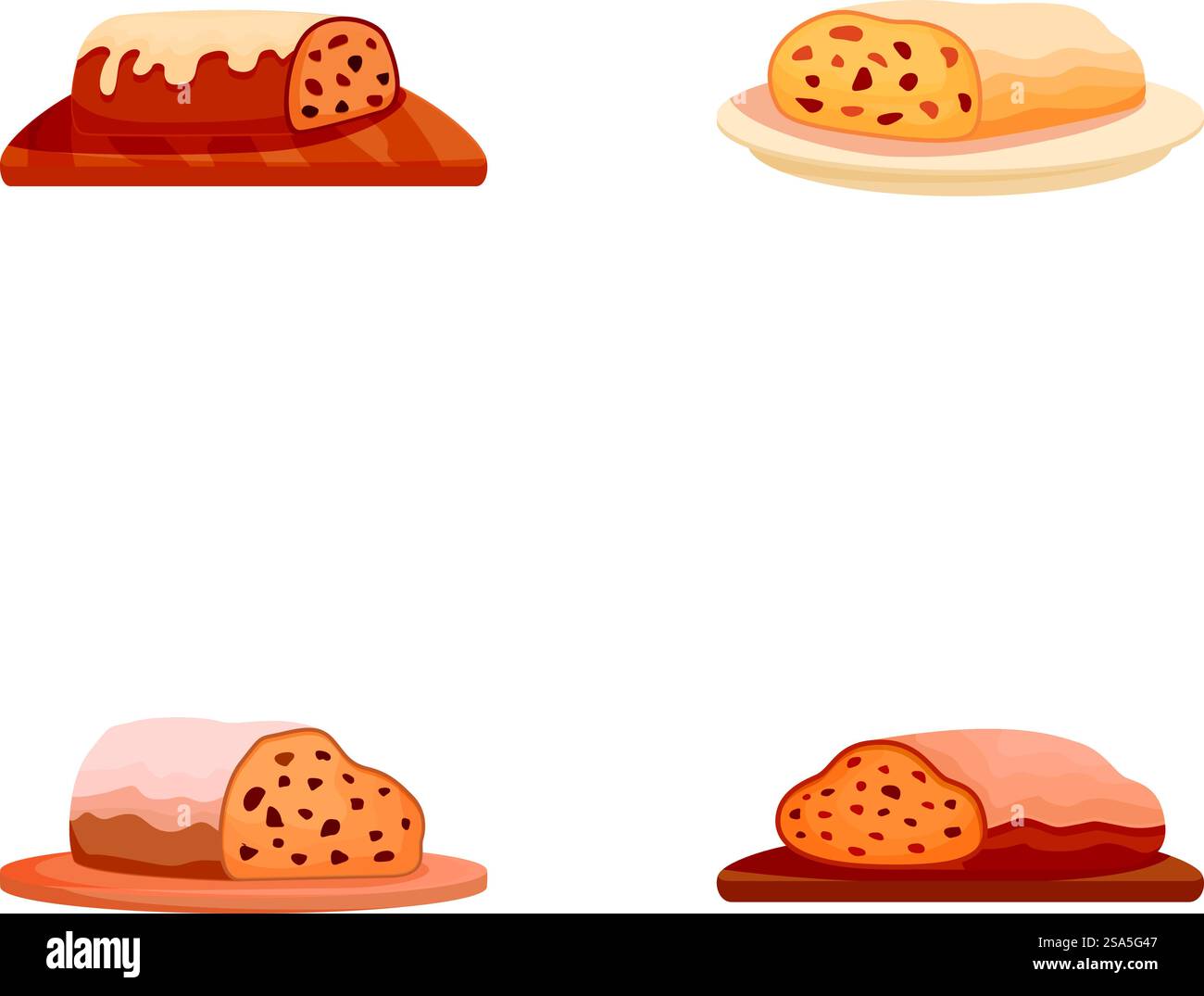 Collection of four cartoonstyle bread loaf illustrations on a white ...
