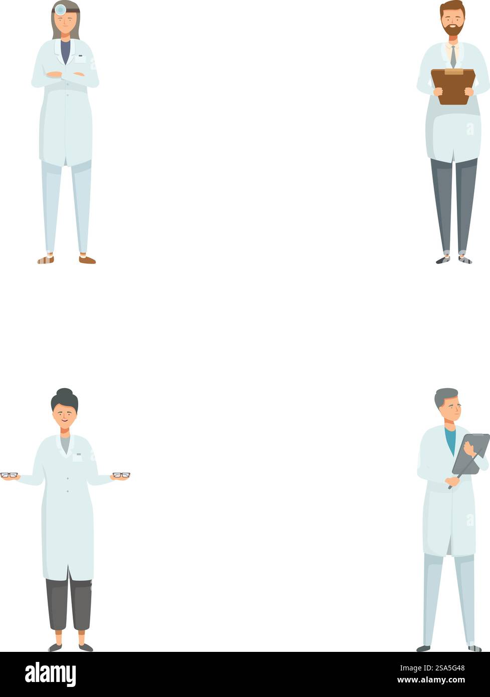 Illustrations of healthcare workers in uniforms, representing doctors ...