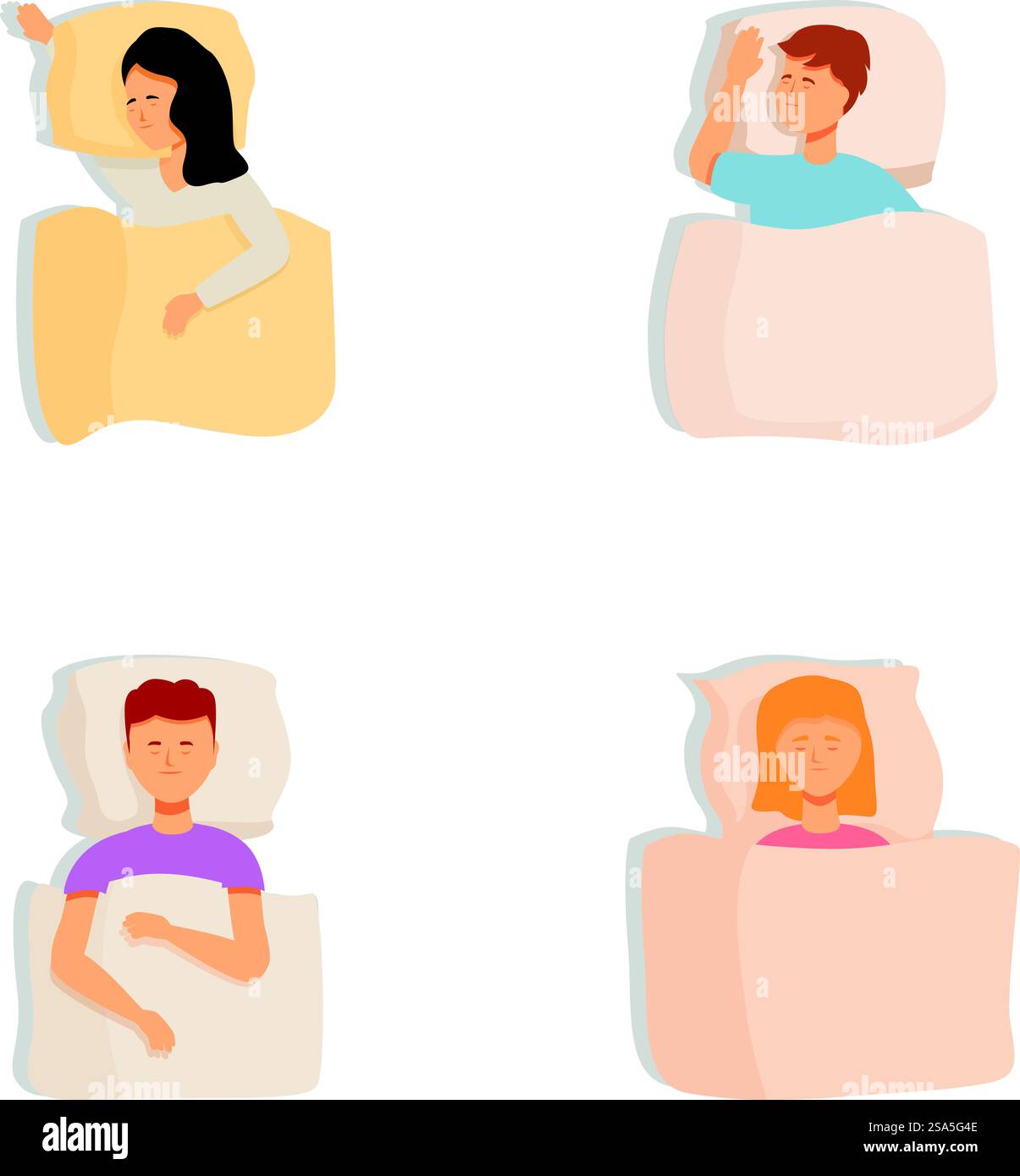 Set of four colorful minimalistic illustrations showing different ...