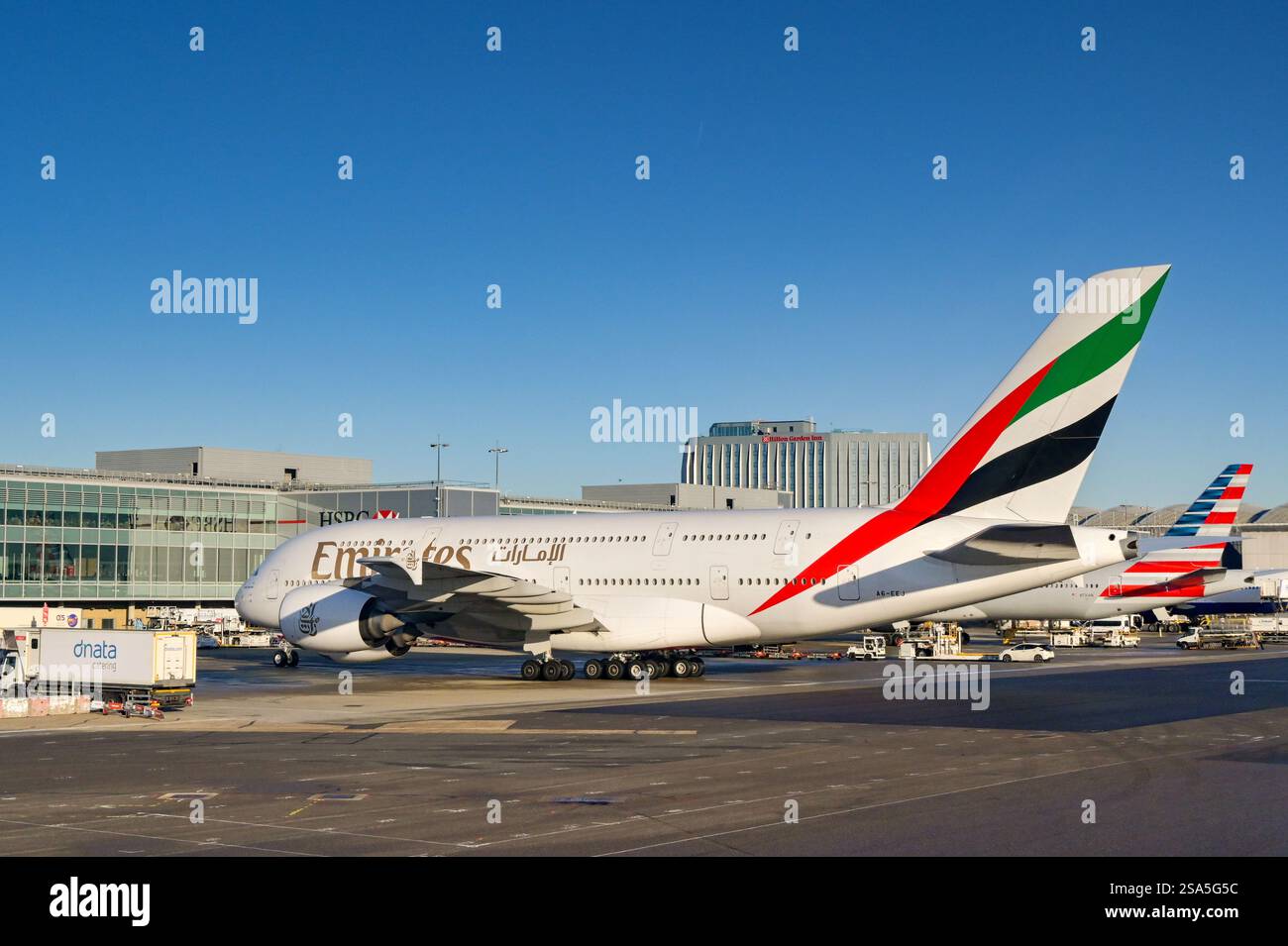 London, England, UK - 3 January 2025: Rear view of an Emirates Airbus ...