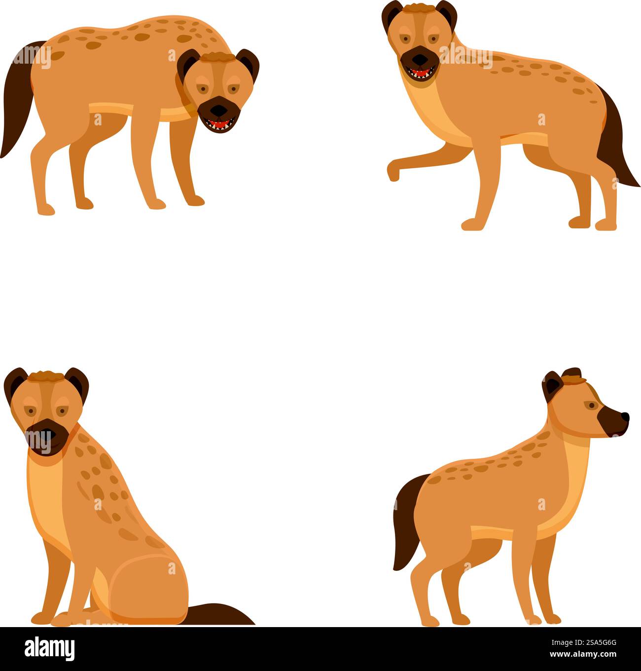 Cartoon hyena icons set cartoon vector. Spotted wild hyena. African ...