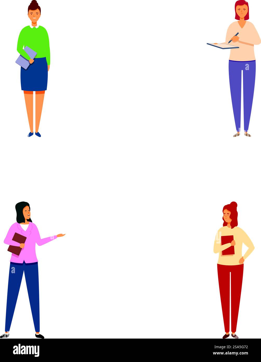 Collection of four women in various professional poses, isolated on ...