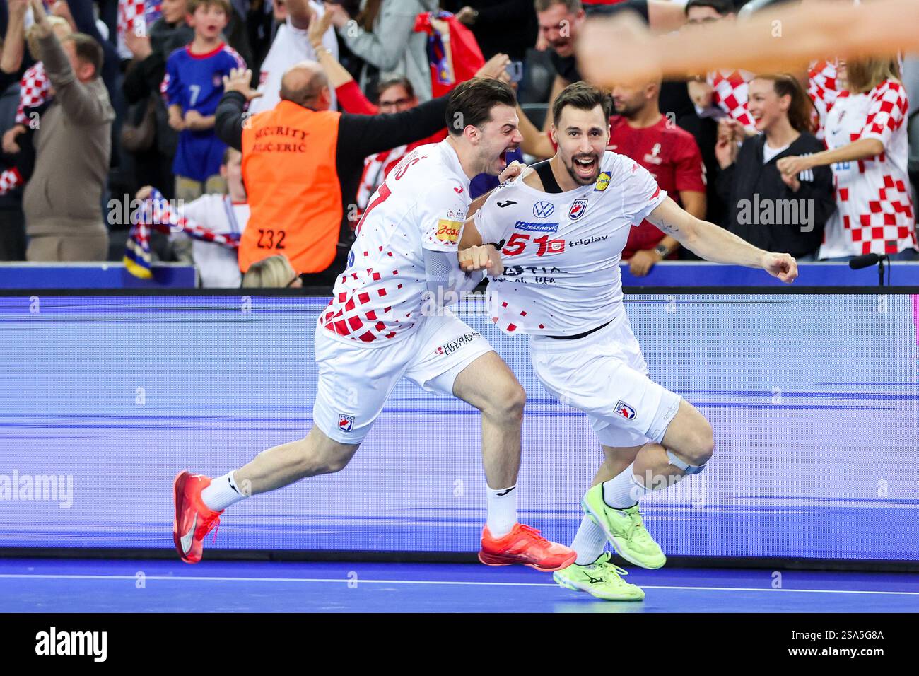 Zagreb, Croatia. 28th Jan, 2025. Players of Croatia Filip Glavas and ...