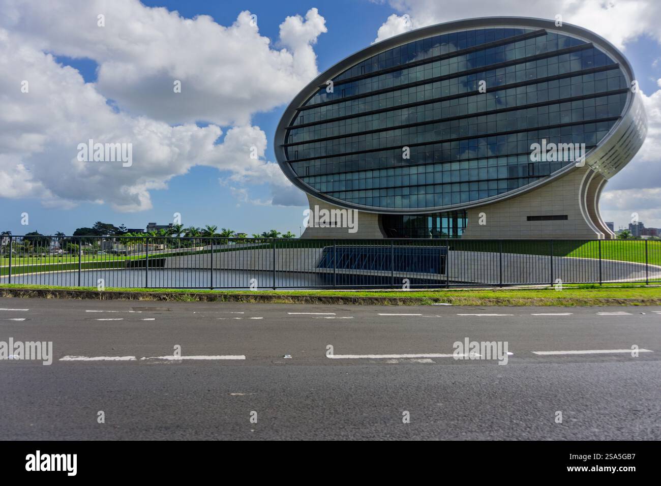 Mauritius, 28MAY2018 - Ellipse shaped head office building of Mauritius ...