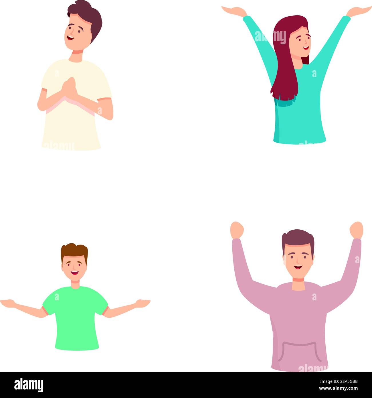 Happy people icons set cartoon vector. Glad character with positive ...