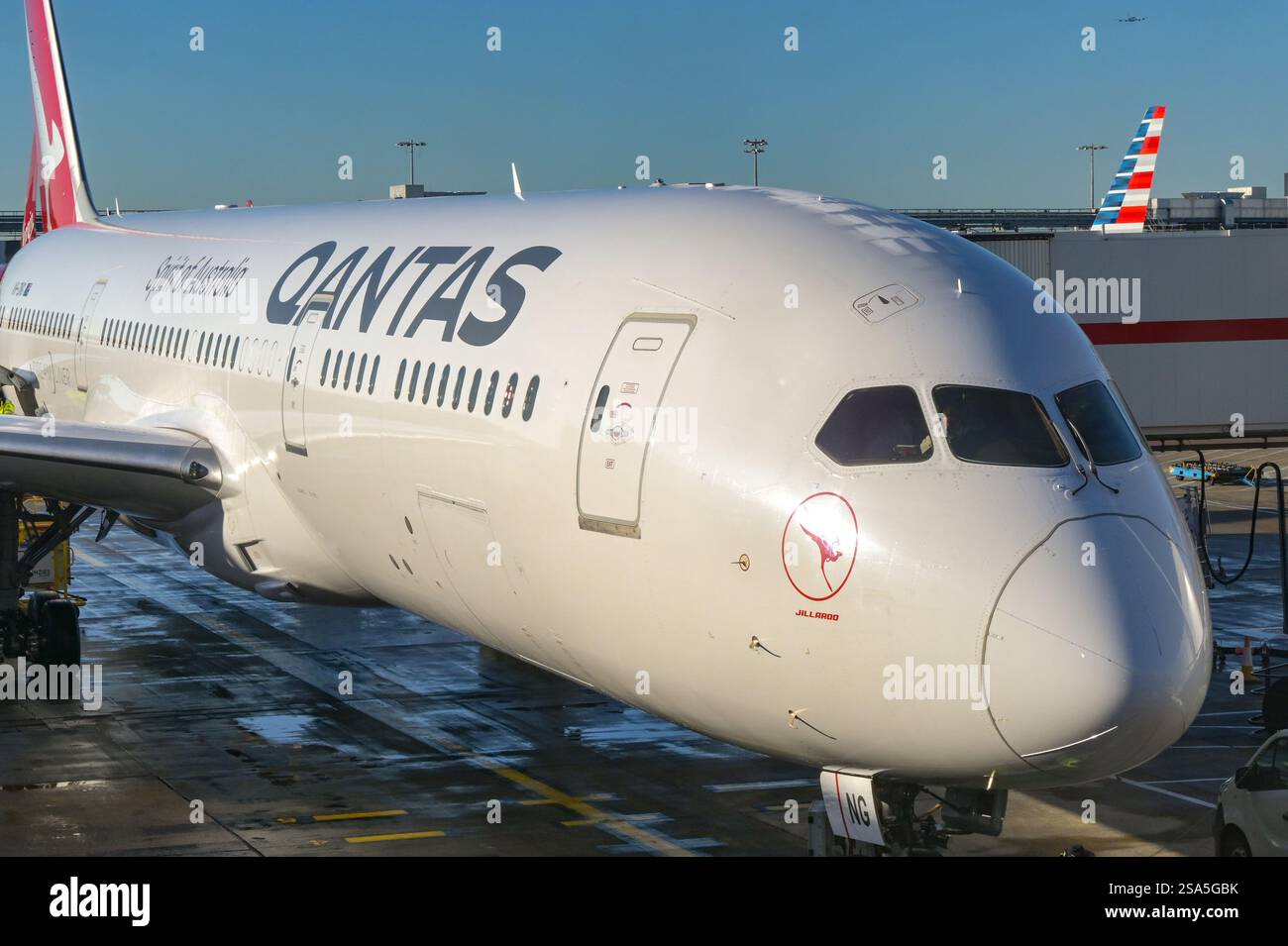 London, England, UK - 3 January 2025: Front view of Boeing 787 jet ...