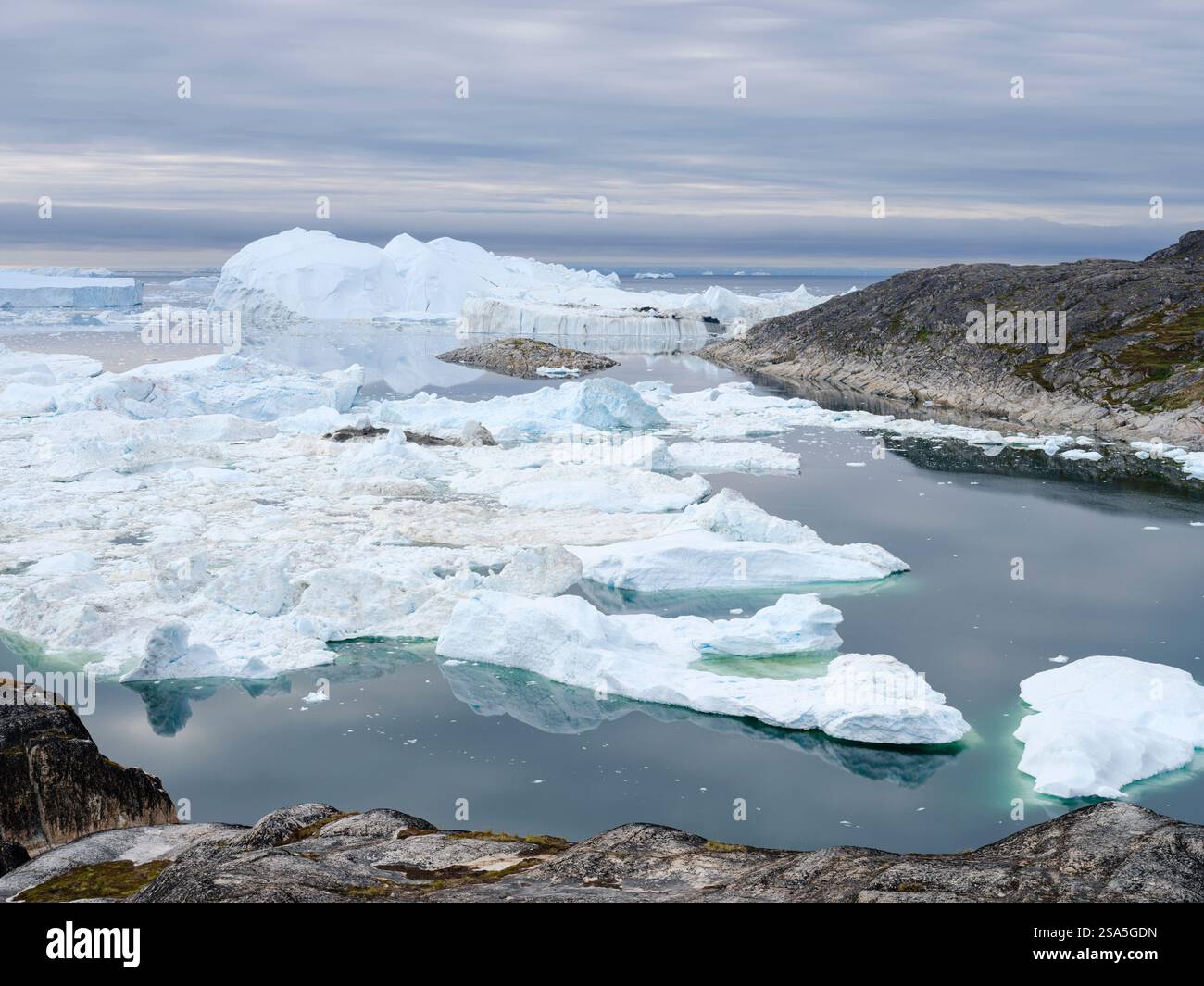 Ilulissat Icefjord also called Kangia or Ilulissat Kangerlua at Disko ...