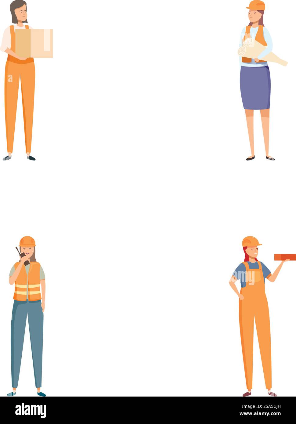 Collection of illustrations featuring professionals in various work ...