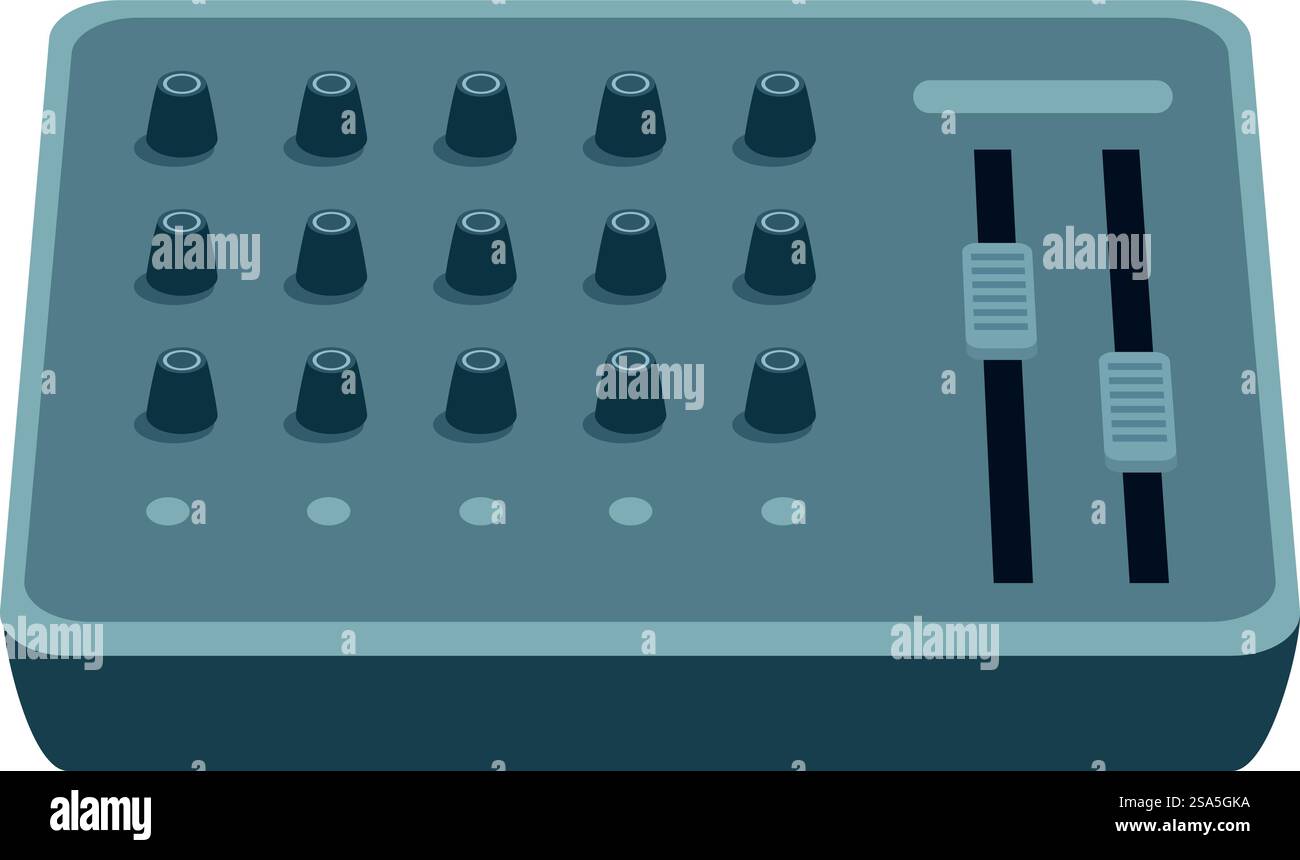 Modern audio mixing console featuring knobs and faders for adjusting ...