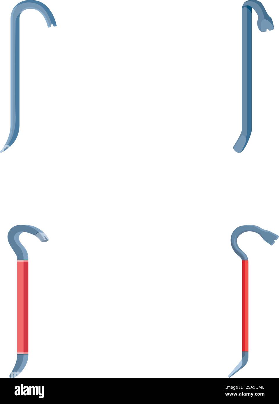 Set of four crowbars with different views isolated on a clean white ...