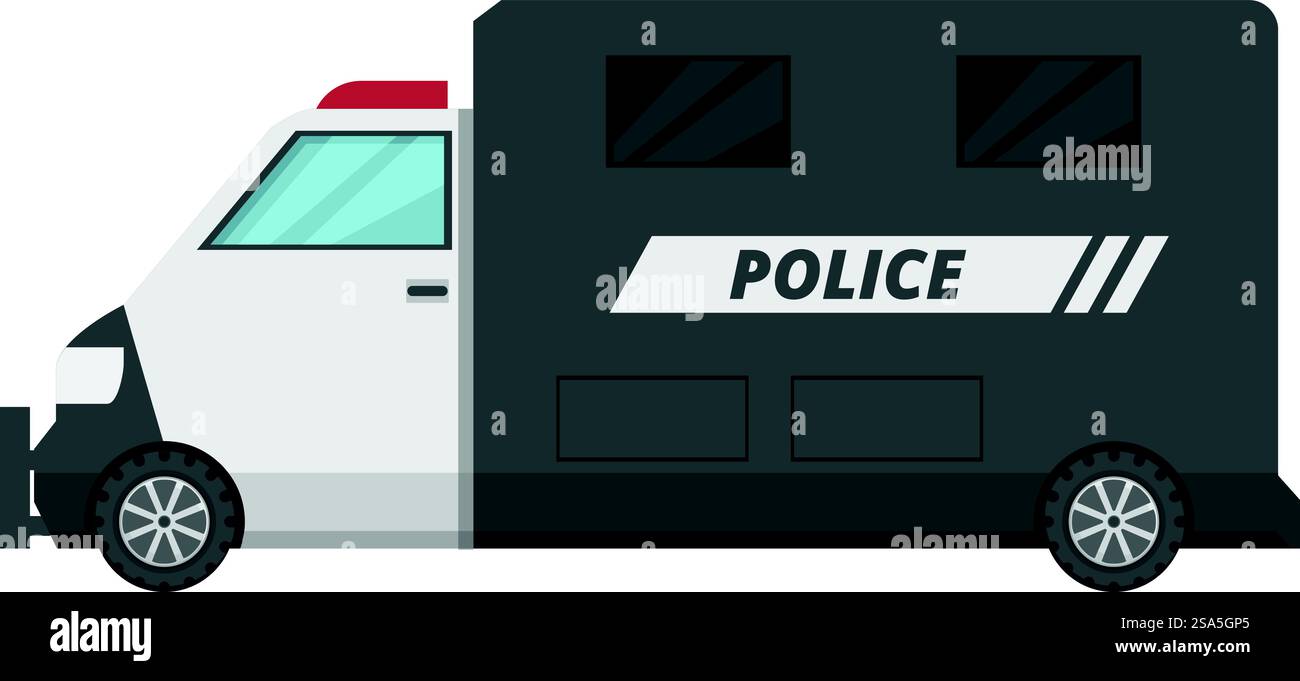 Side view of a police van transporting criminals or suspects in custody ...