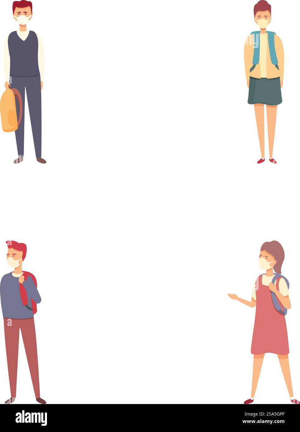 Collection of four cartoon characters in various business attire ...