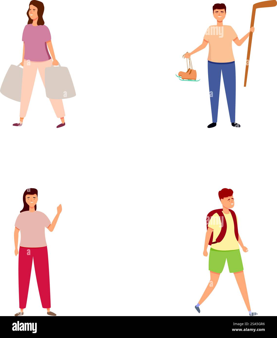 Collection of four illustrations depicting individuals in various ...