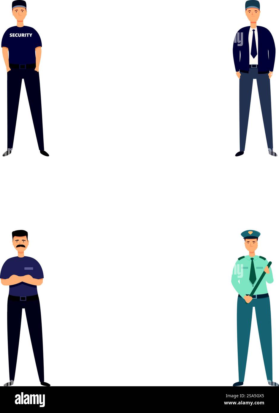 Illustration of security guard and law enforcement officers in uniform ...