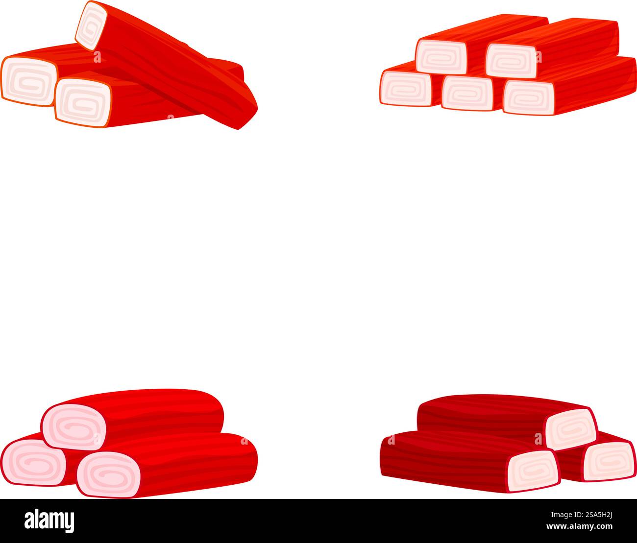 Four variations of stylized cartoon logs with red and beige coloring ...