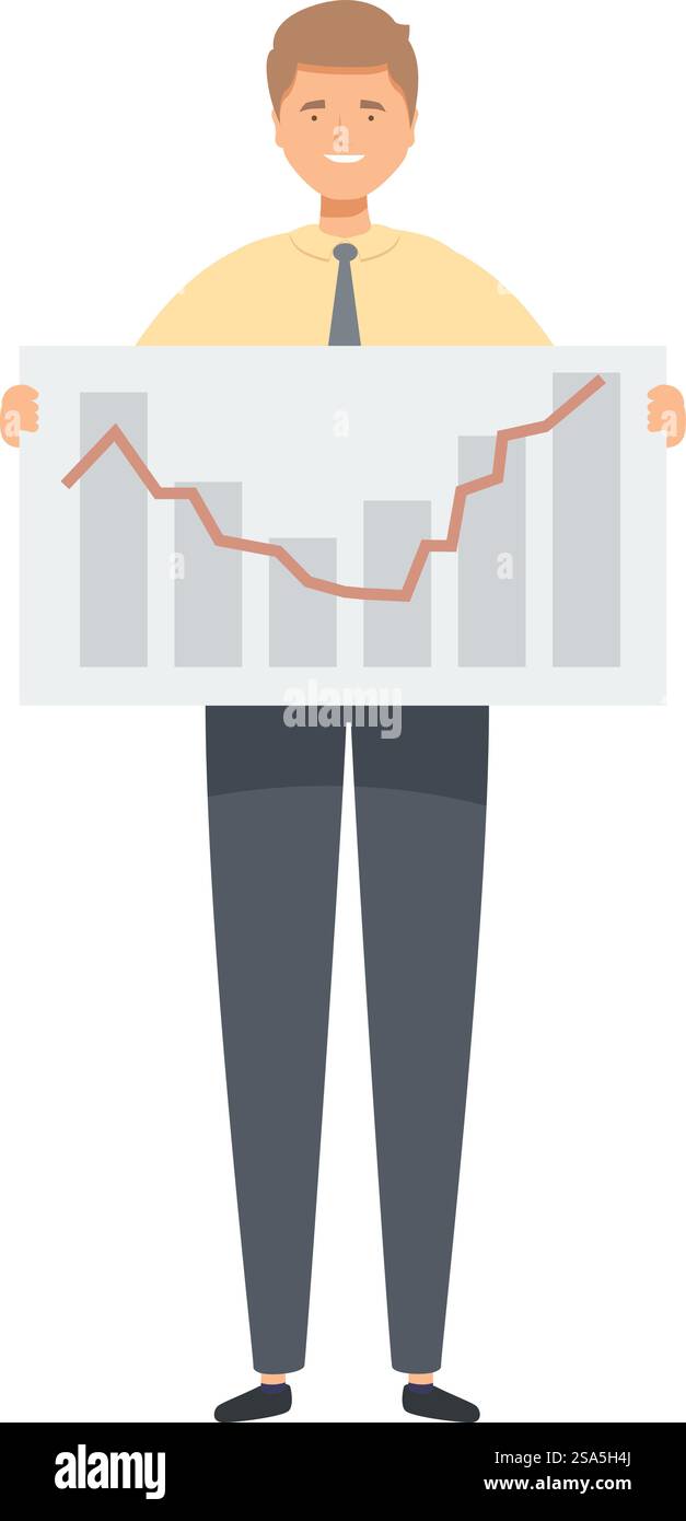 Office worker presenting positive data about company growth and success ...