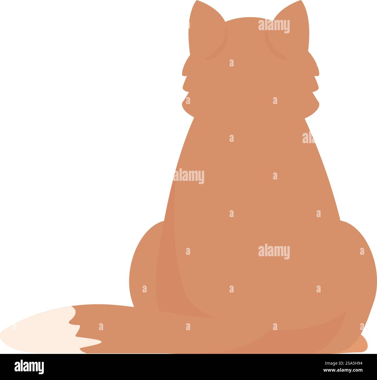 Simple cartoon style illustration of a red fox sitting and showing its ...