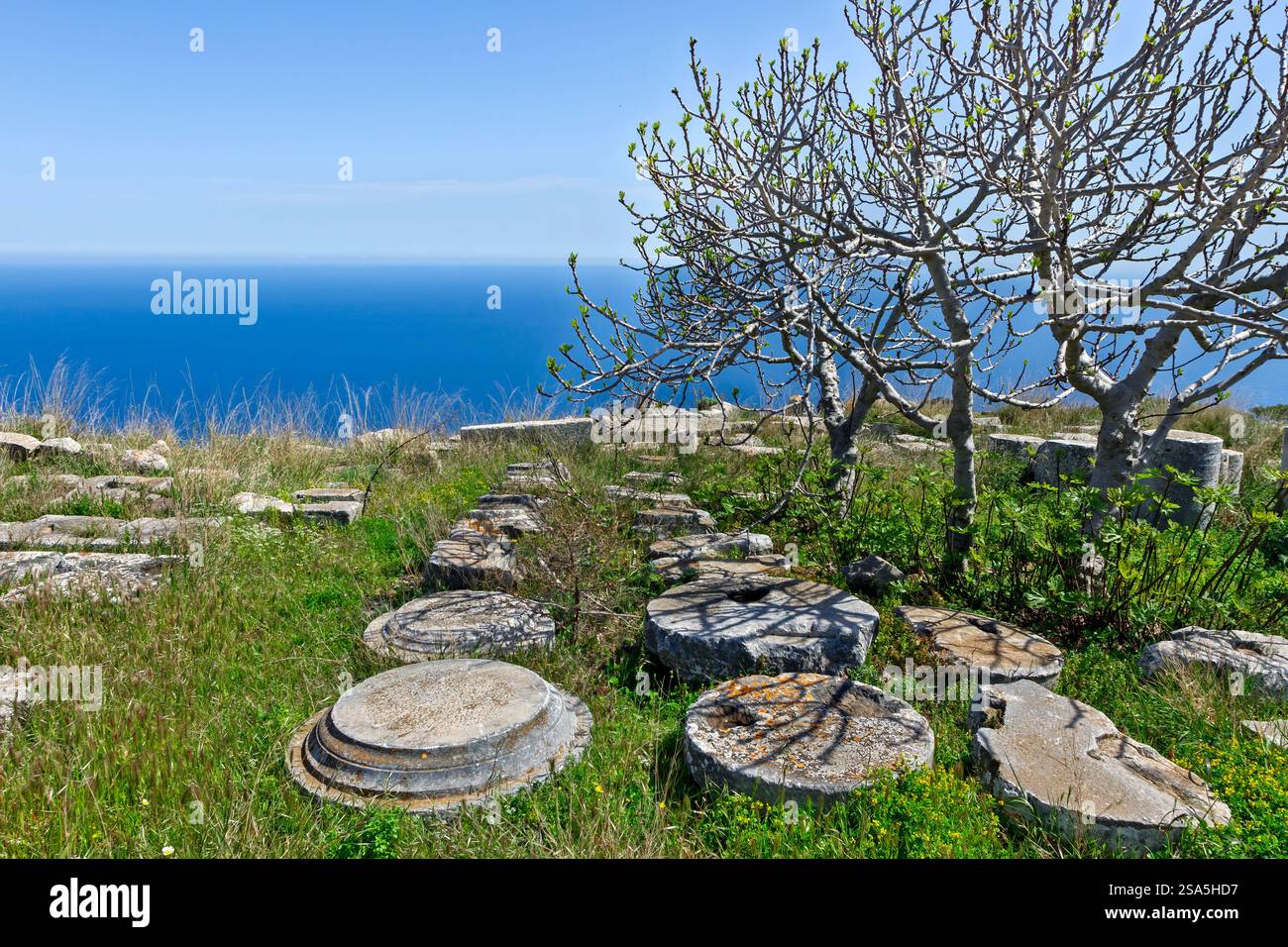 Ruins of a peristyle in Ancient Thera, a splendid archaeological site ...