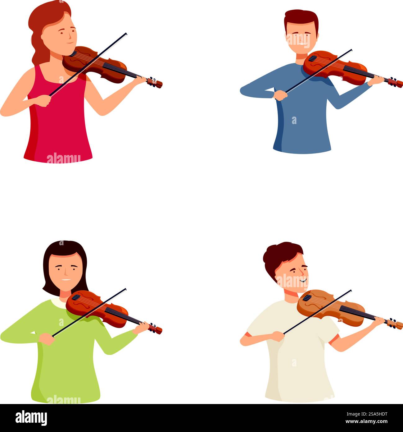 Cheerful female musician playing violin Stock Vector Images - Alamy