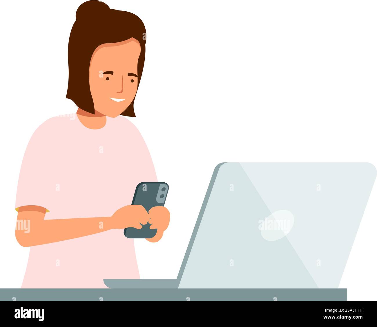 Multitasking woman student Stock Vector Images - Alamy