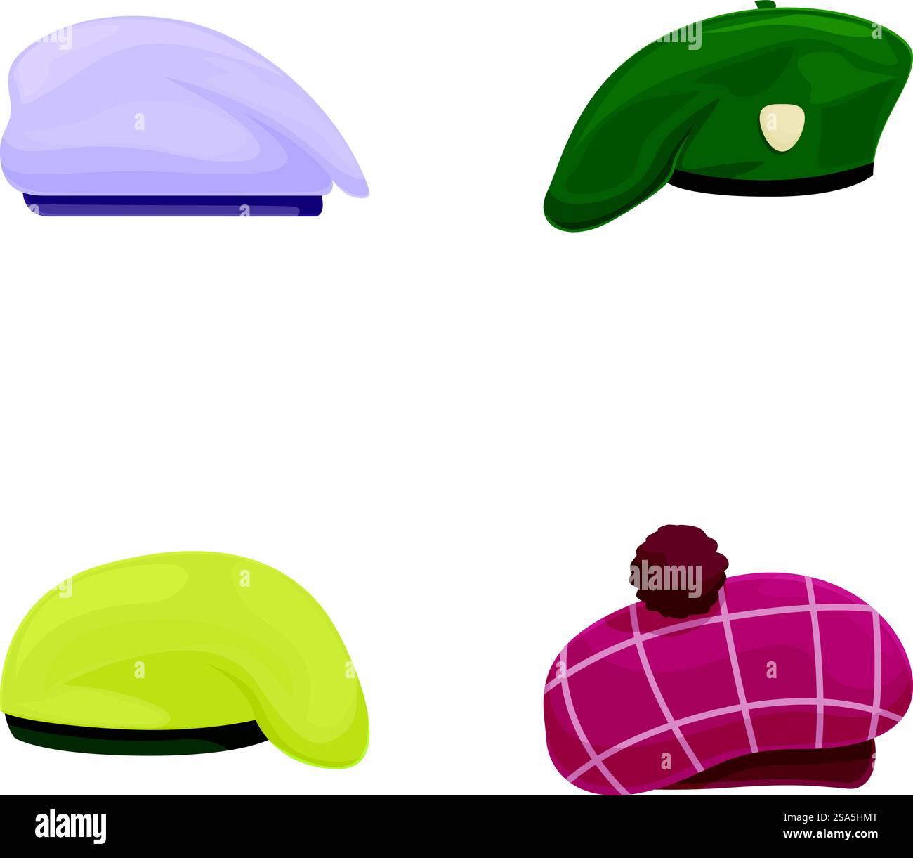 Illustration set featuring four different styles of cartoon hats in ...
