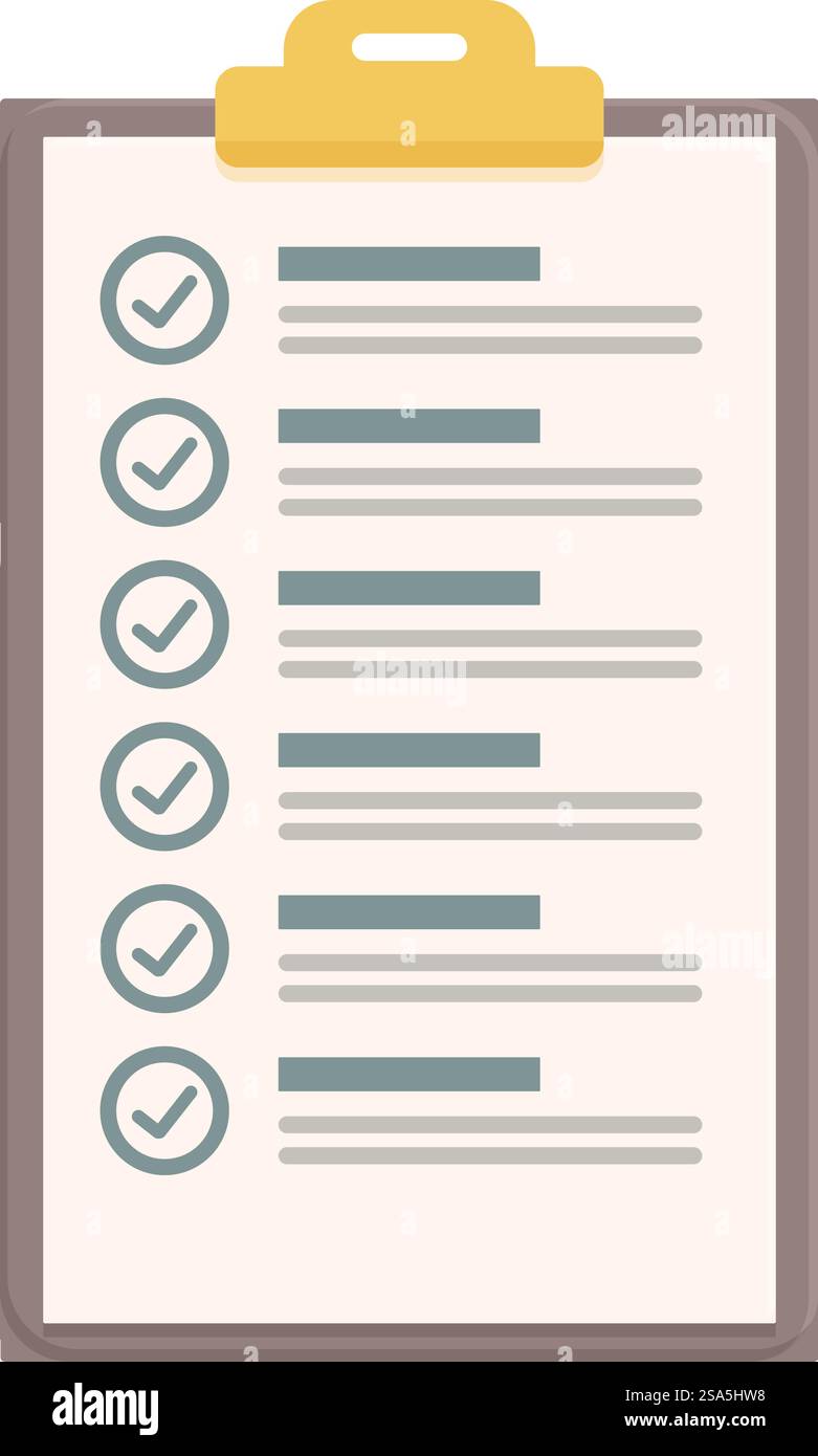 Clipboard is showing check marks next to a list of completed tasks, representing successful ...