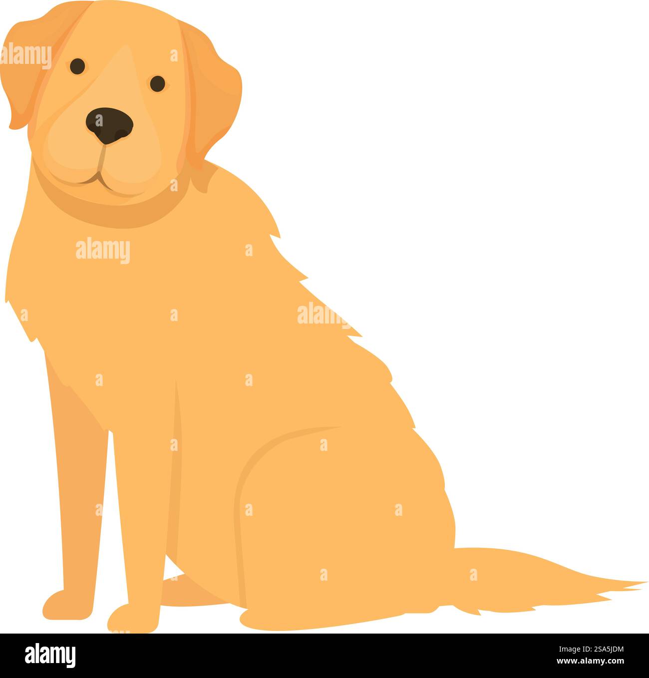 Simple illustration of a golden retriever dog sitting calmly. Golden ...
