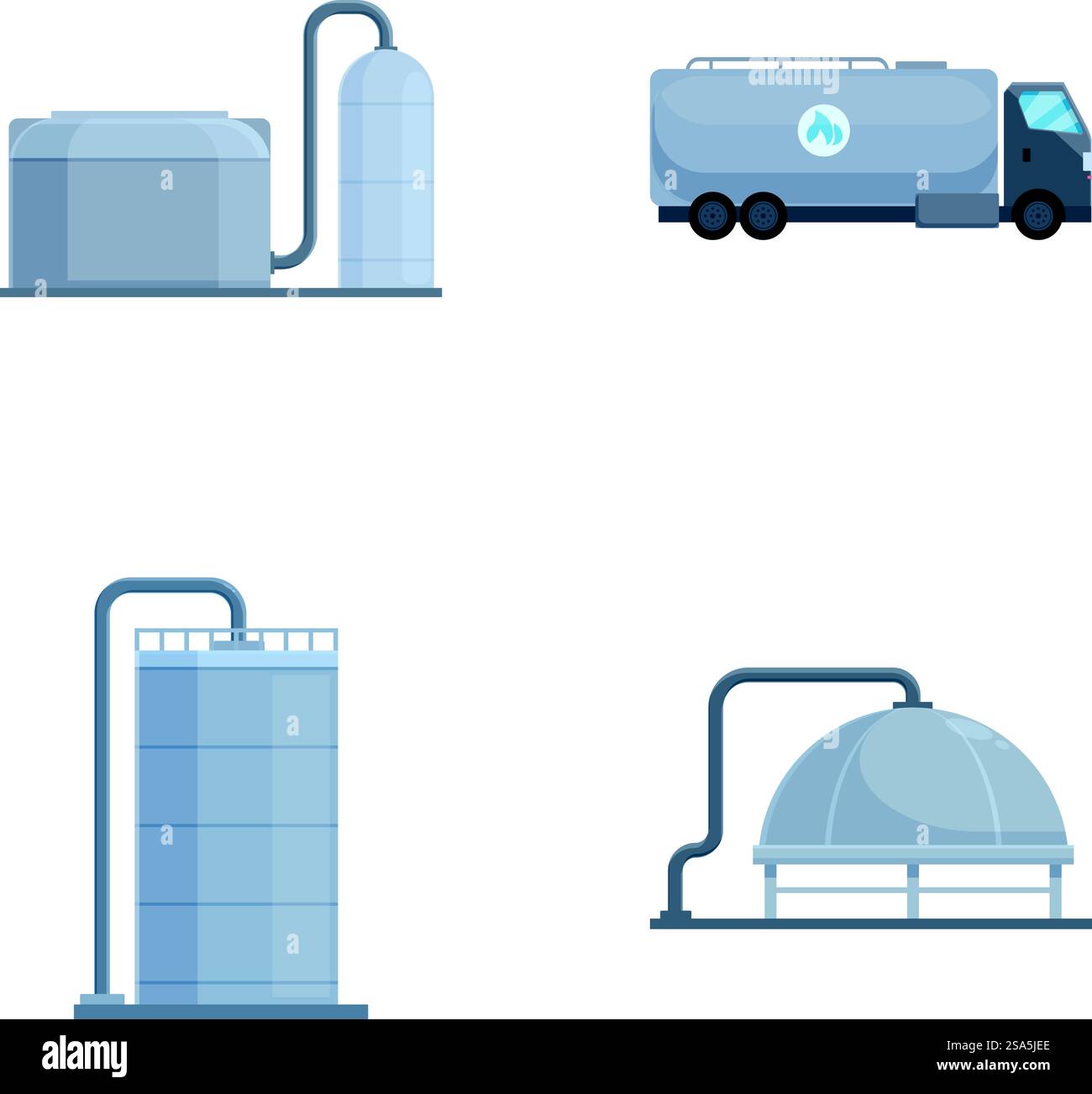 Collection of vector illustrations featuring different industrial ...