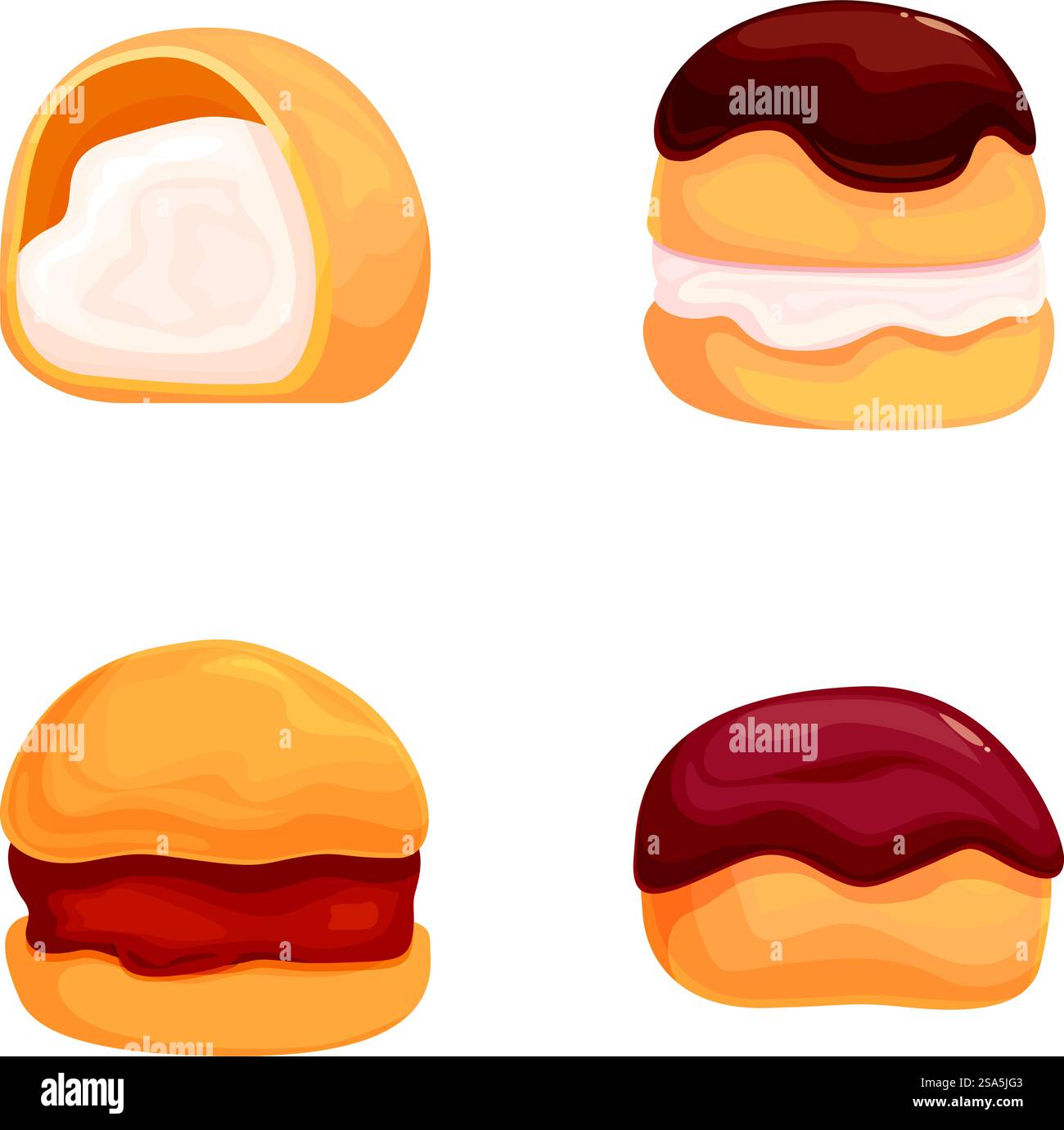 Vibrant illustrations of four different sweet pastries, perfect for ...