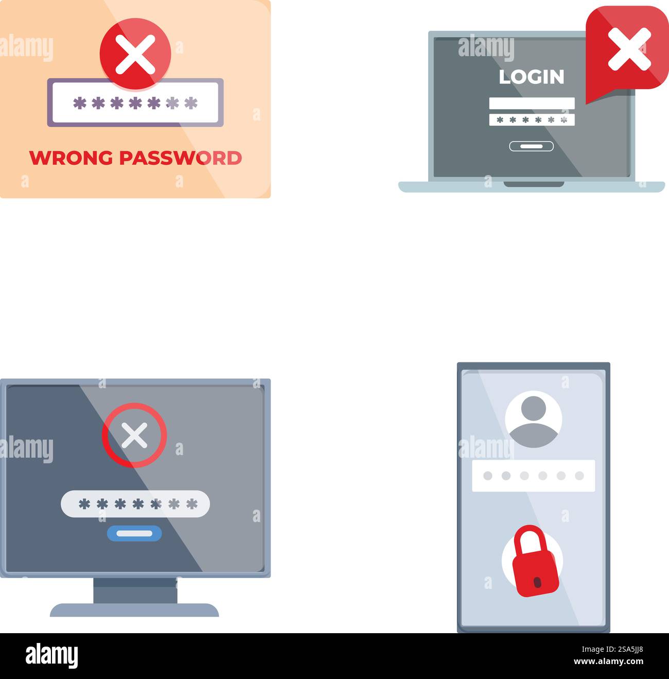 Illustration of incorrect password alerts on computer hi-res stock photography and images - Alamy