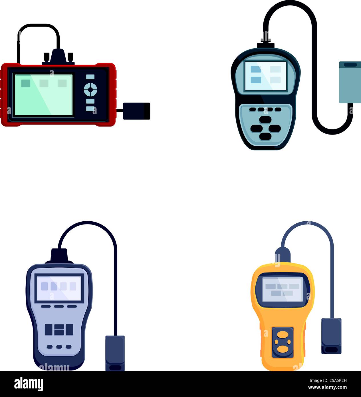 Vector illustration of four digital multimeters for electrical ...