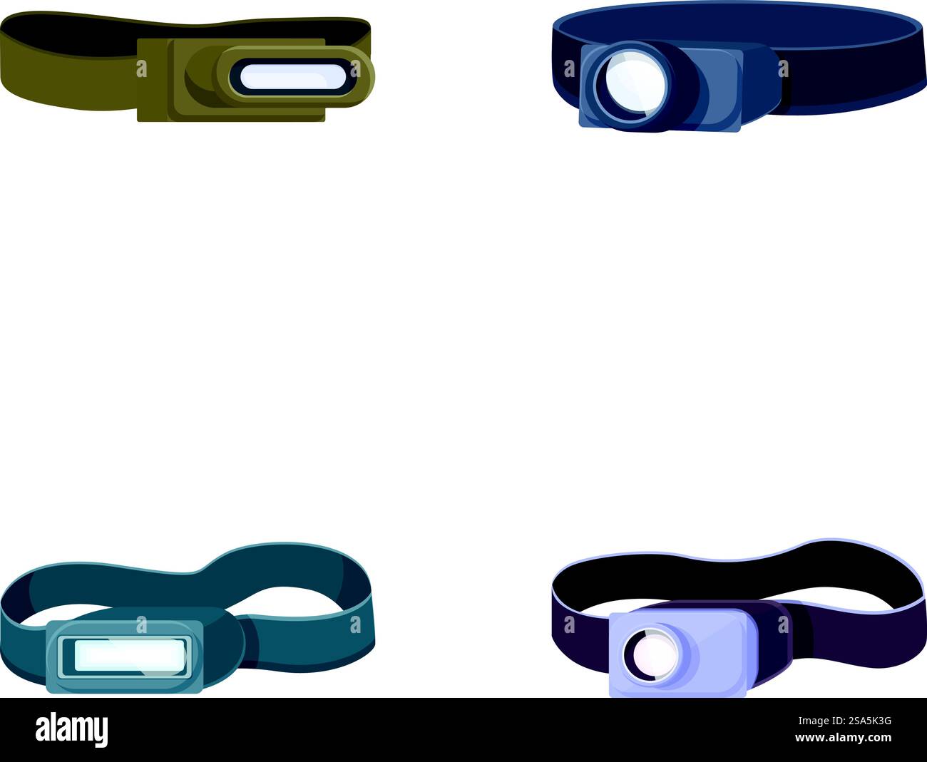 Collection of headlamp illustrations for camping and outdoor activities ...