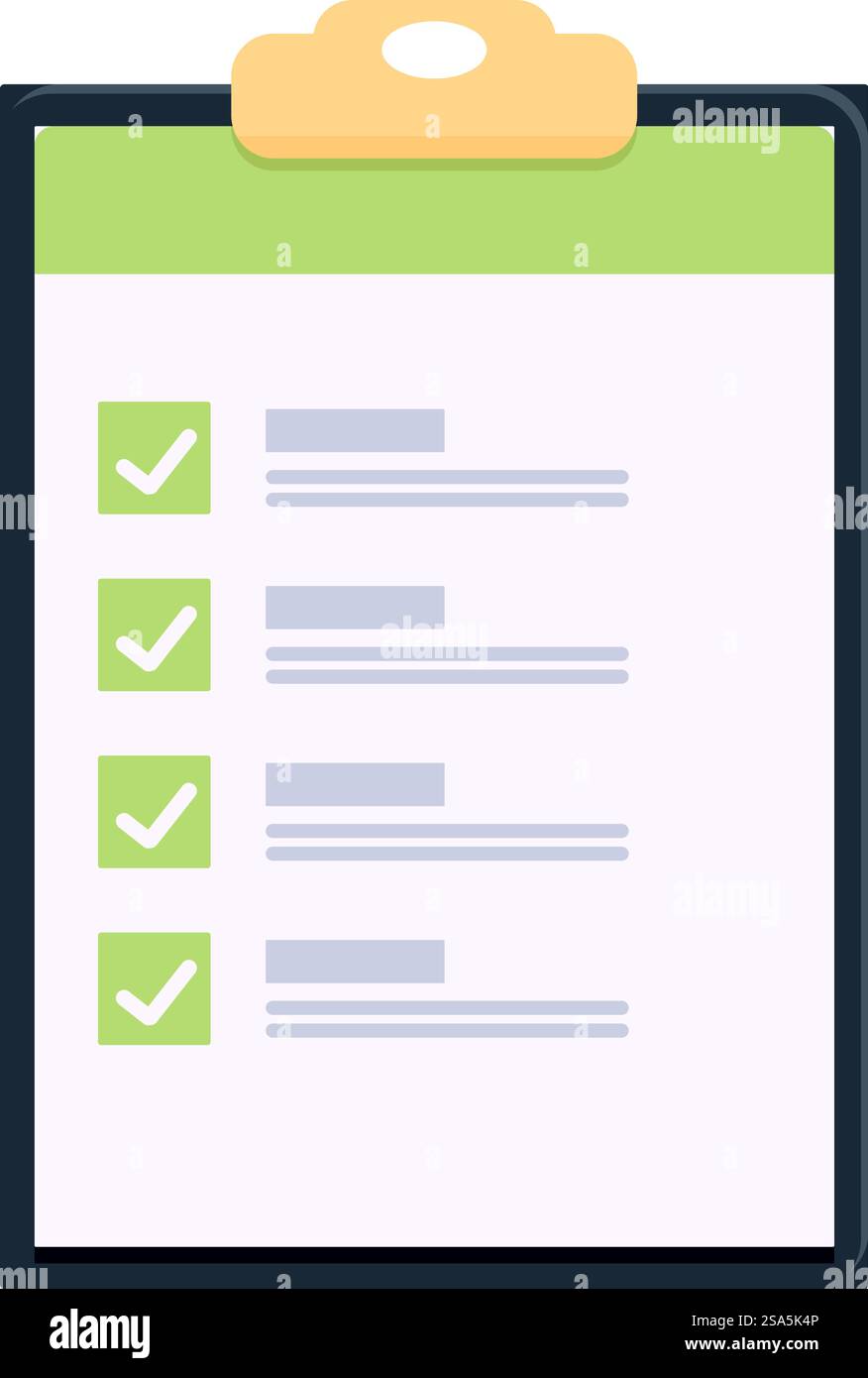 Clipboard with a completed checklist, symbolizing productivity and achievement Stock Vector ...