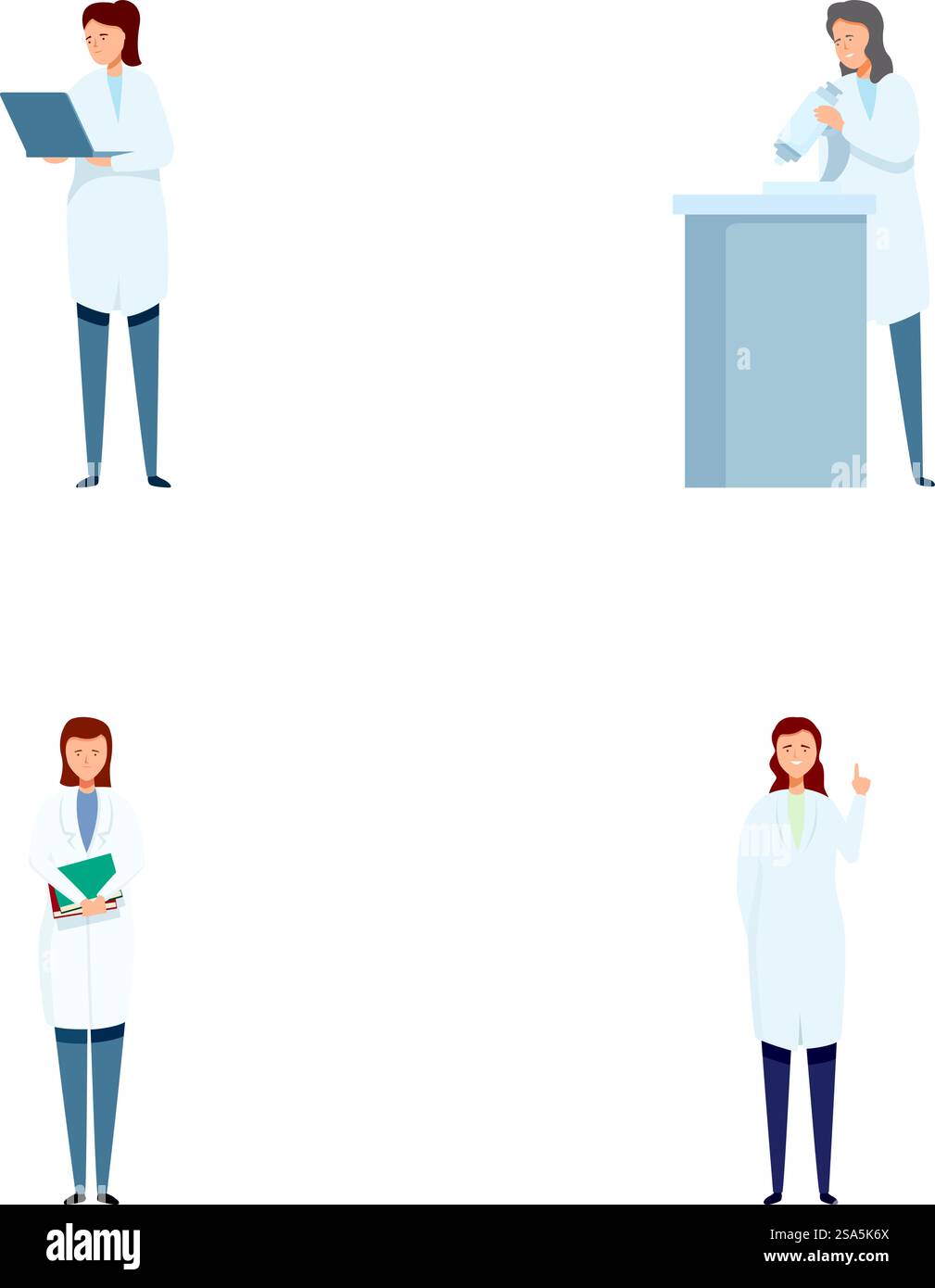 Diverse and empowering professional female scientist collection with ...