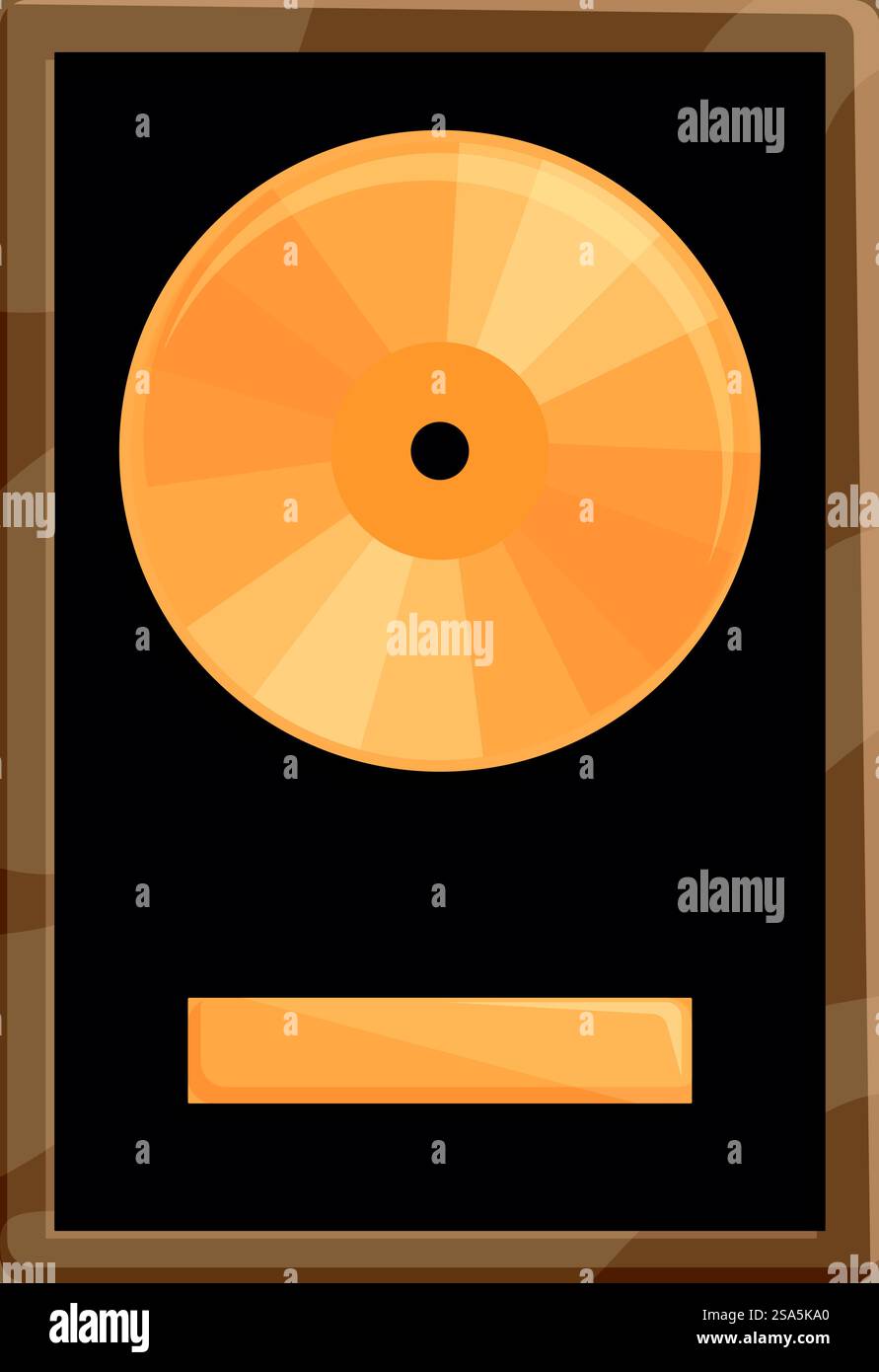 Shiny gold record is mounted on a wall, symbolizing success and ...