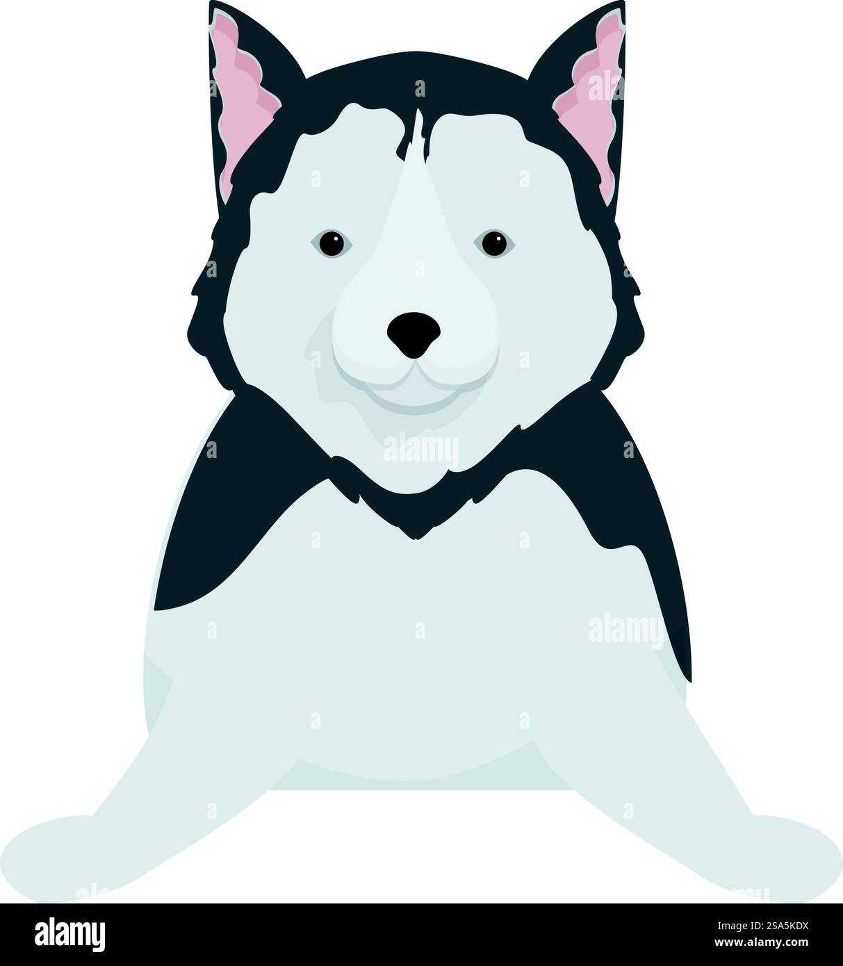 Adorable cartoon husky dog lying down with its front legs extended ...