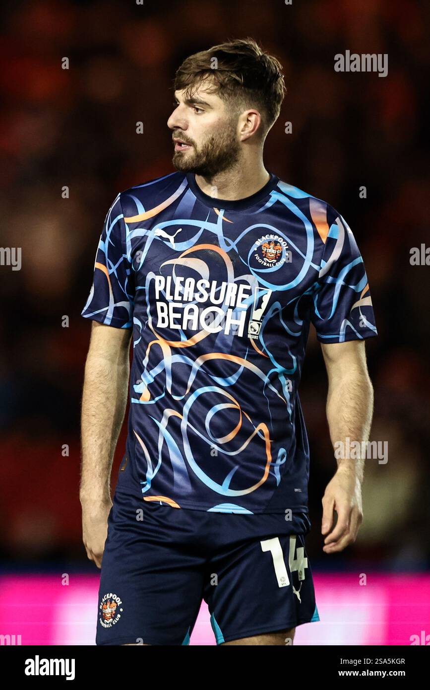 Tom Bloxham of Blackpool during the Sky Bet League 1 match Lincoln City ...