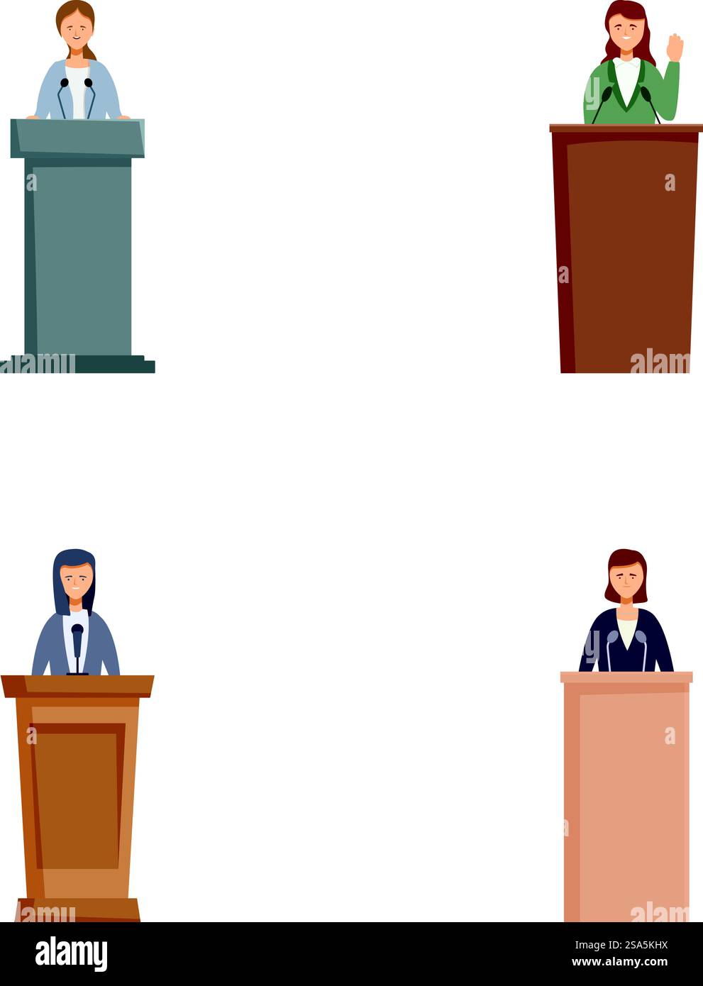 Four vector icons representing businesspeople of different genders at ...