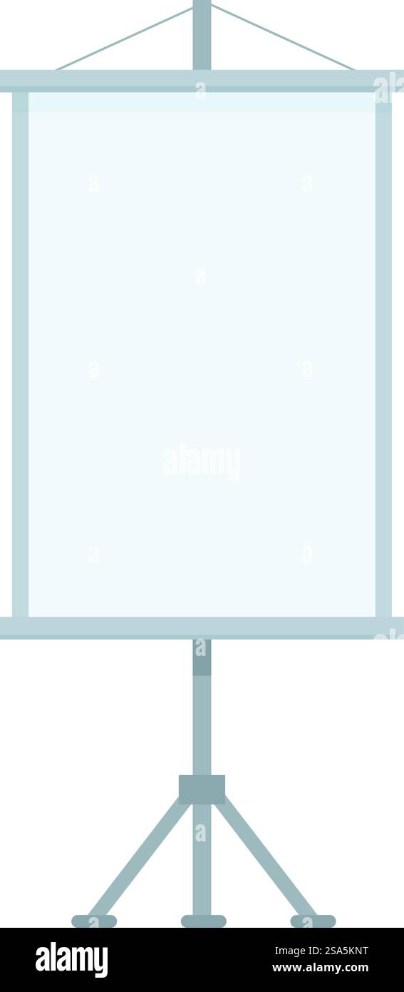 Blank projection screen is standing on a tripod, ready for an important ...