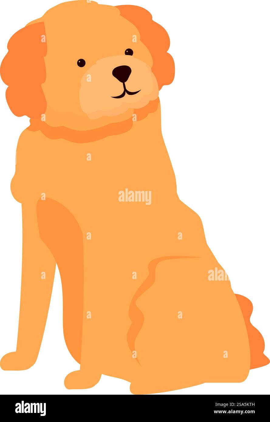 Cute cartoon golden retriever dog sitting and waiting patiently ...