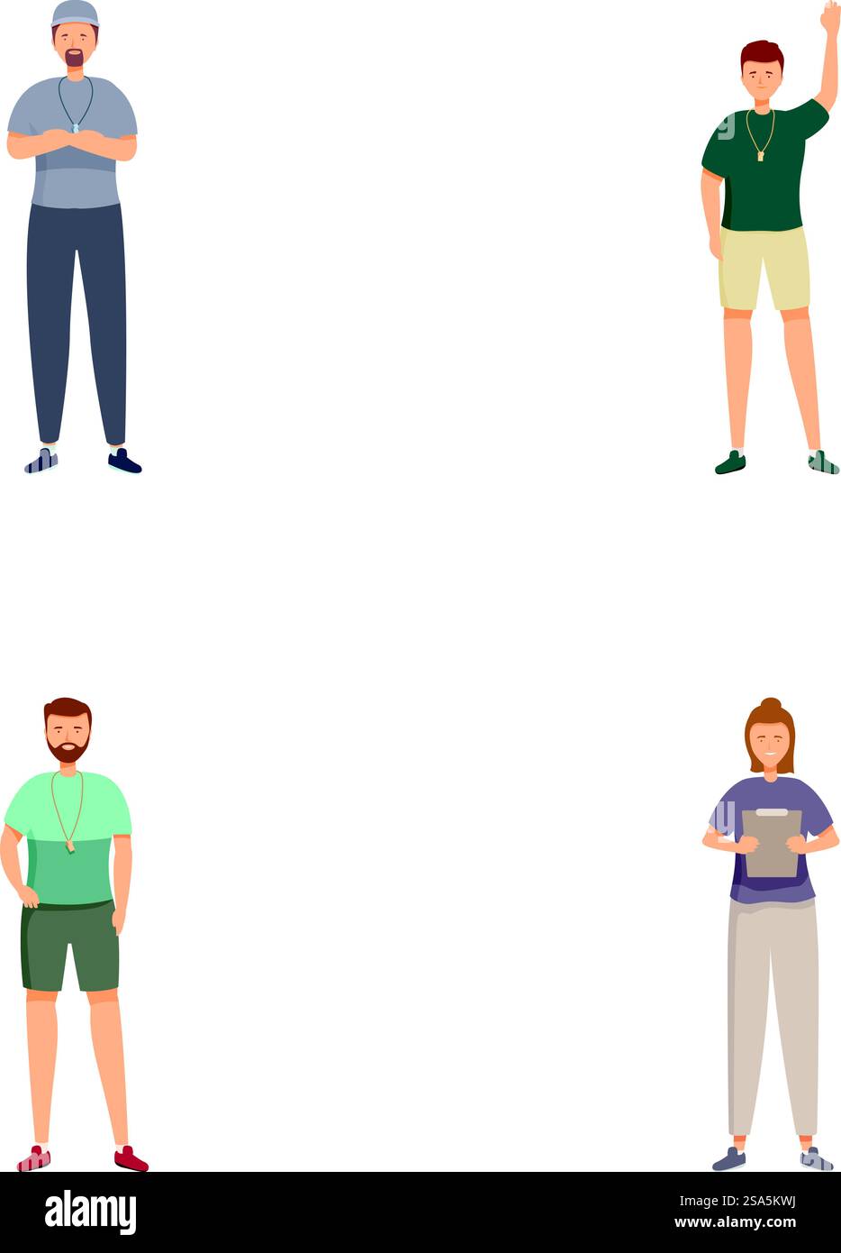 Collection of fullbody illustrations of four men demonstrating various ...