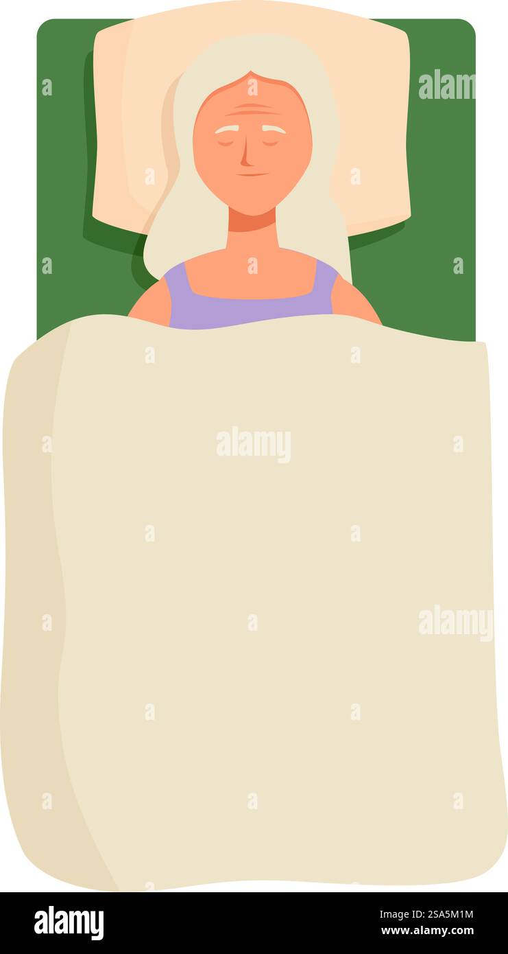 Senior woman is sleeping soundly in her bed, enjoying a peaceful night ...