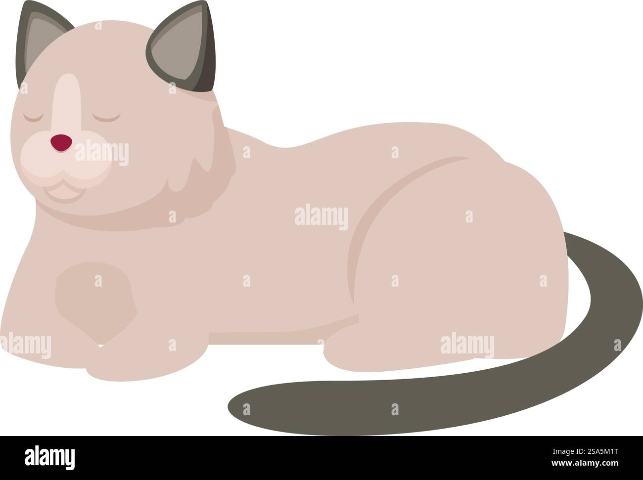 Cute cat is lying on the floor with its eyes closed, enjoying a moment ...