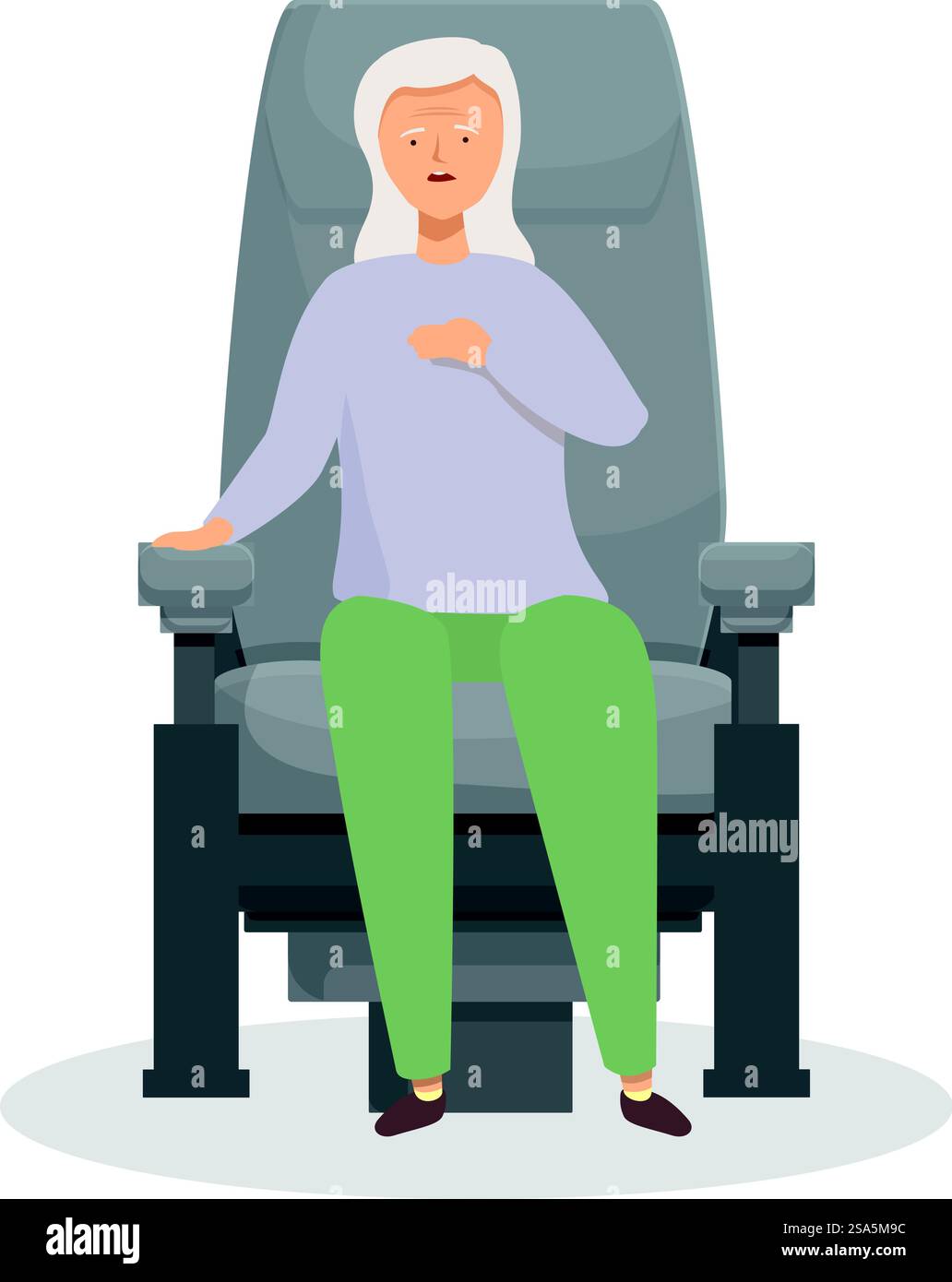 Elderly female passenger experiencing chest pain, a potential symptom ...