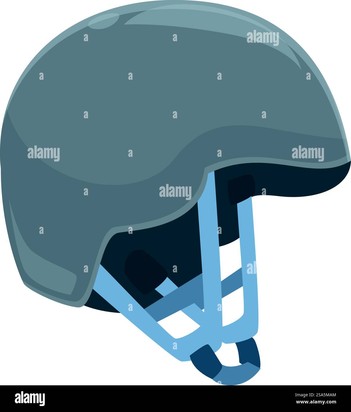 Grey ski helmet with blue straps ensuring safety during winter sports ...