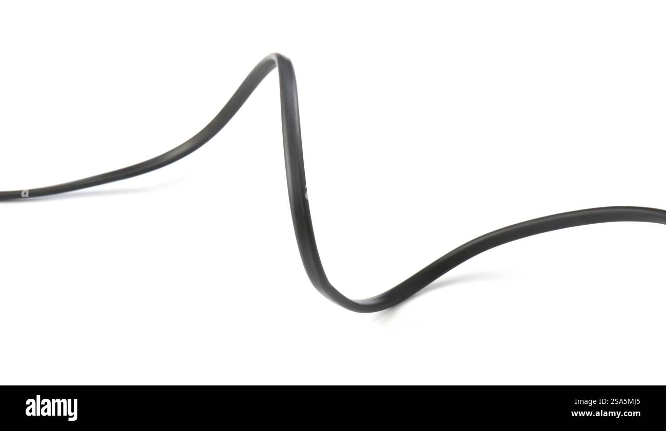 One black electrical wire isolated on white Stock Photo - Alamy